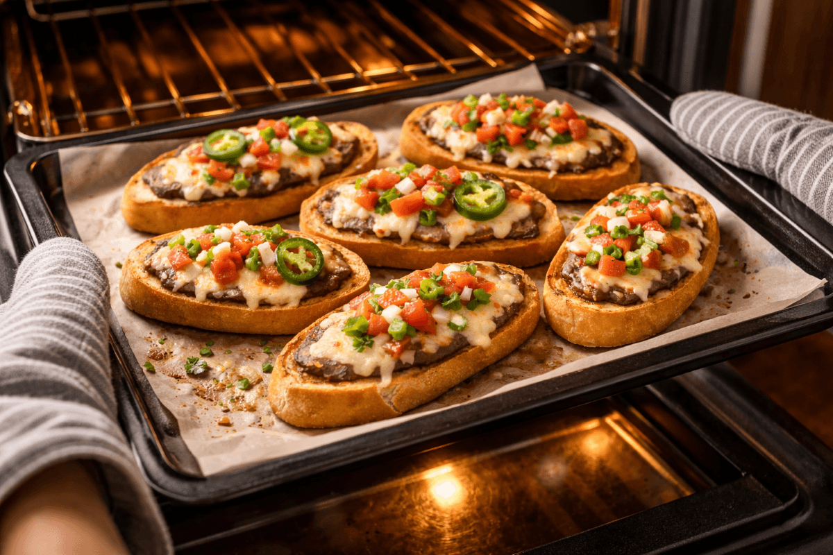 Molletes Recipe: Toasty Bolillos with Beans and Melted Cheese on Top